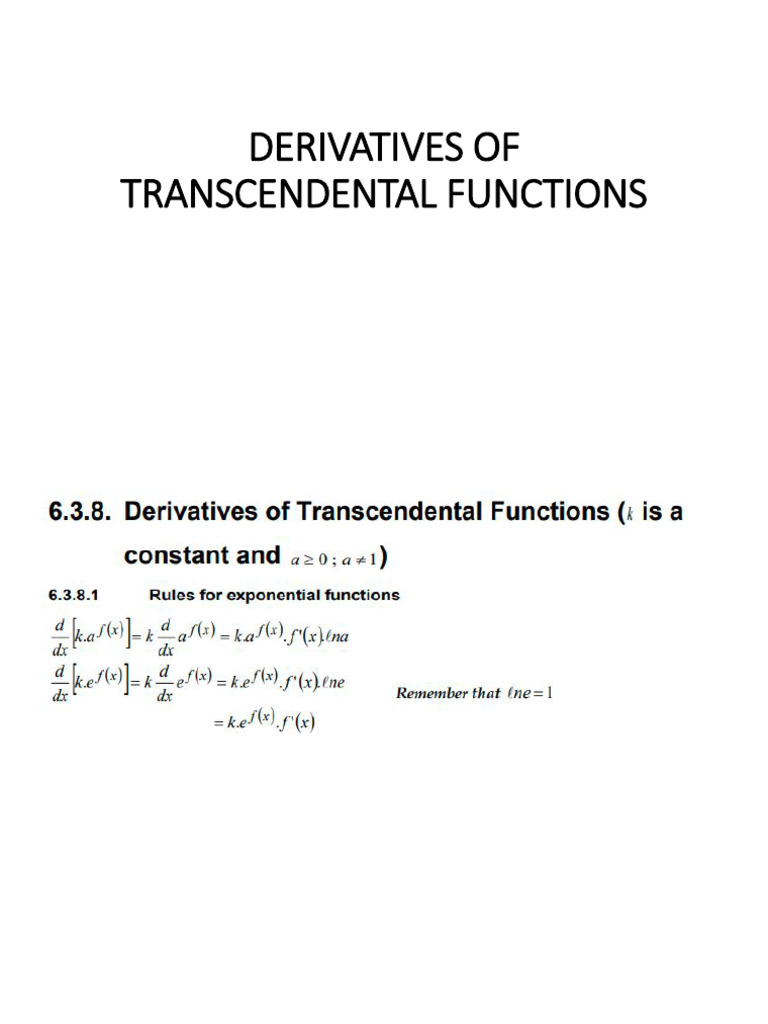 Derivatives of Transcendental Functions | PDF