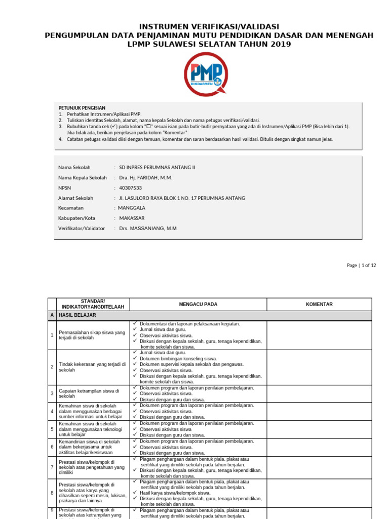 Instrumen Verval PMP | PDF