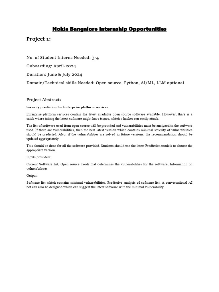 Nokia - Internship - Opportunities - April 2024 | PDF | Computers