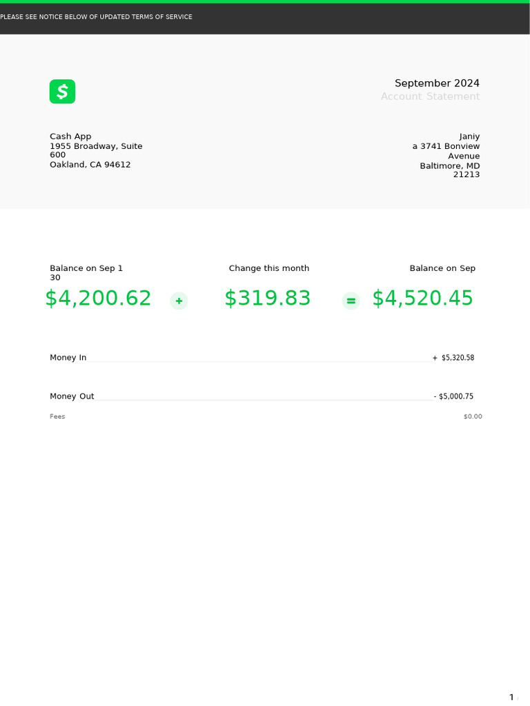 Cash_App_September_2024_Account_Statement 2 | PDF | Cash | Overdraft