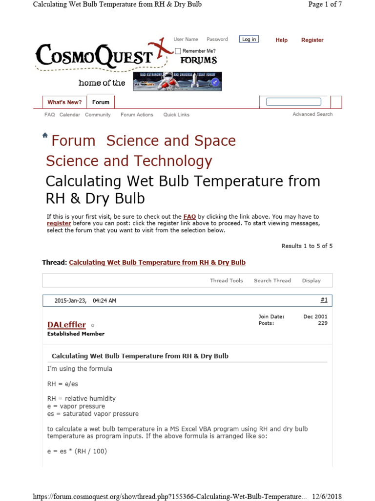 Calculate Wet Bulb Temp from RH & Dry Bulb | PDF | Humidity
