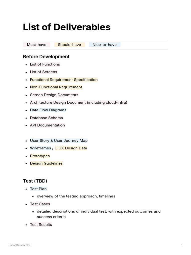 List of Deliverables | PDF