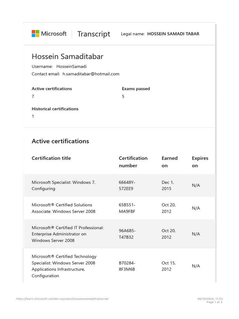 Transcript - Hosseinsamadi Microsoft Learn | PDF | Active Directory ...