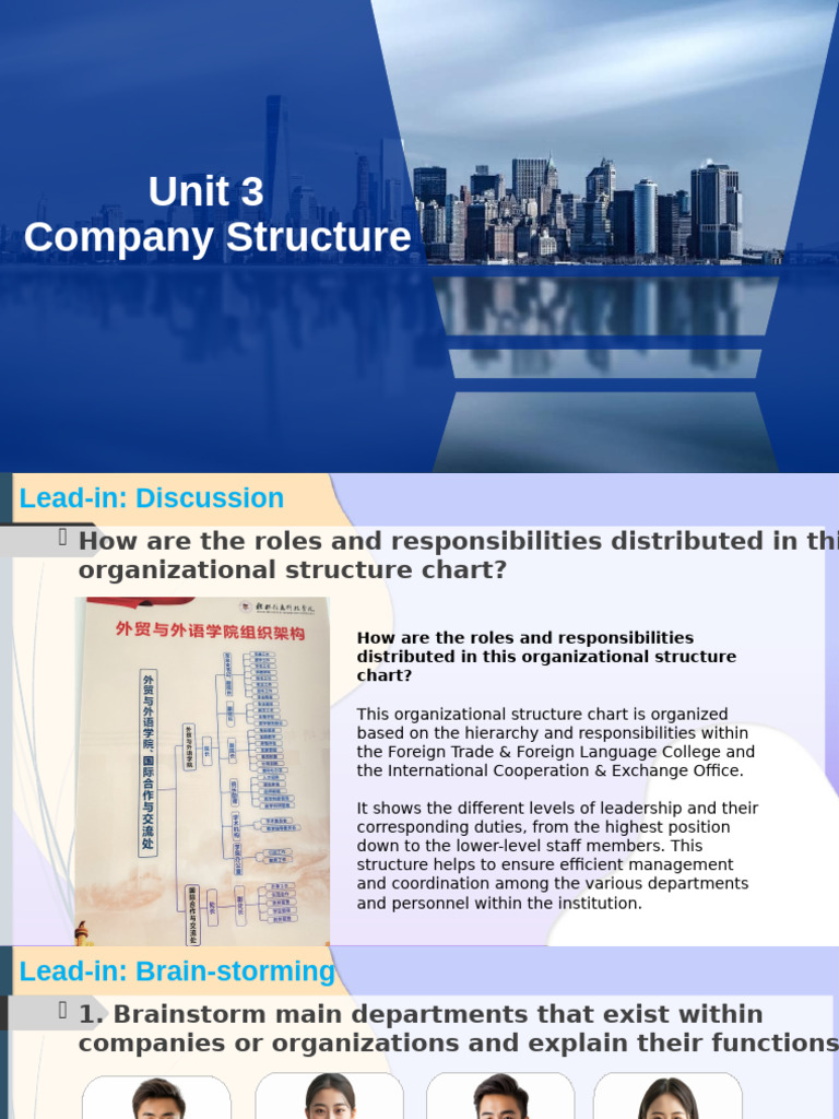 Unit 3 Company Structure 1-2课时 | PDF | Organizational Structure | Hierarchy