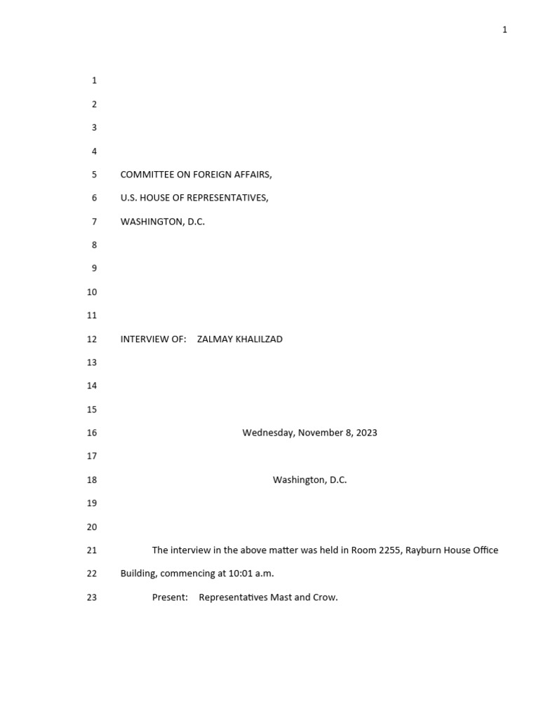 Interview of Zalmay Khalilzad Redacted COMPILED | PDF | Taliban ...