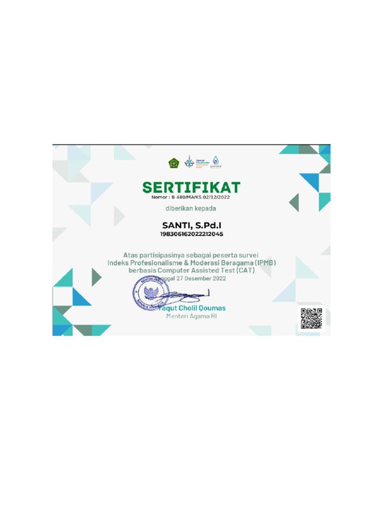 SERTIFIKAT SANTI | PDF