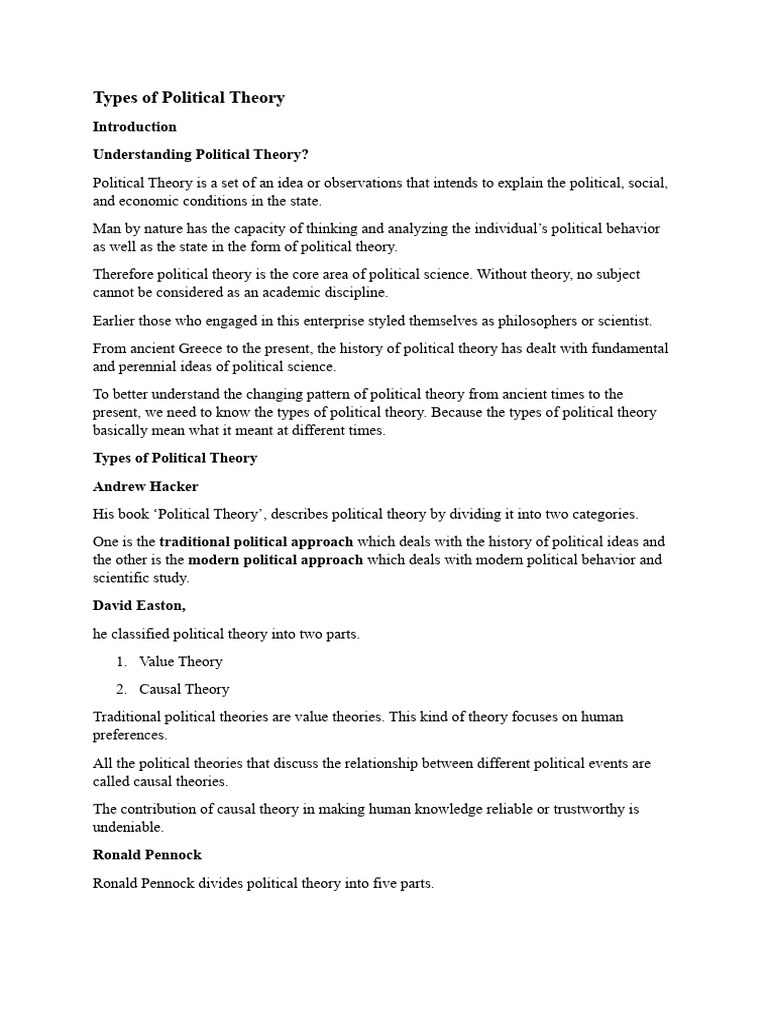 Types of Political Theory | PDF | Theory | Political Philosophy