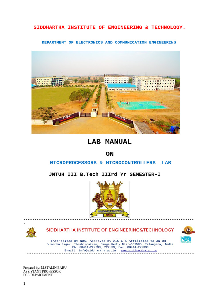 Stalin Eee MPMC Lab Siet 2024 | PDF | Microprocessor | Computer Program