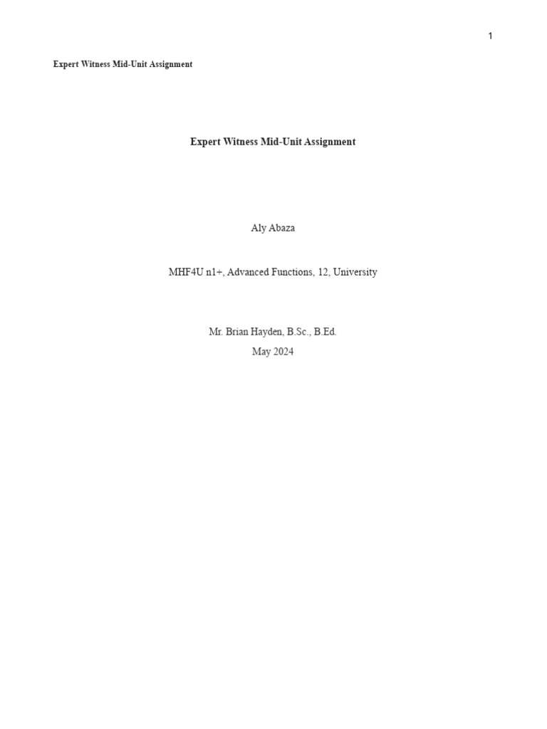 Aly Abaza Expert Witness Mid-Unit Assignment | PDF