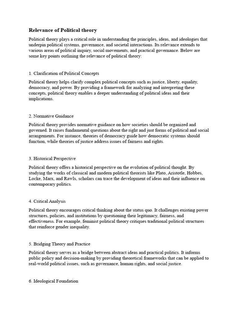 Relevance of Political theory | PDF | Political Philosophy | Social Justice