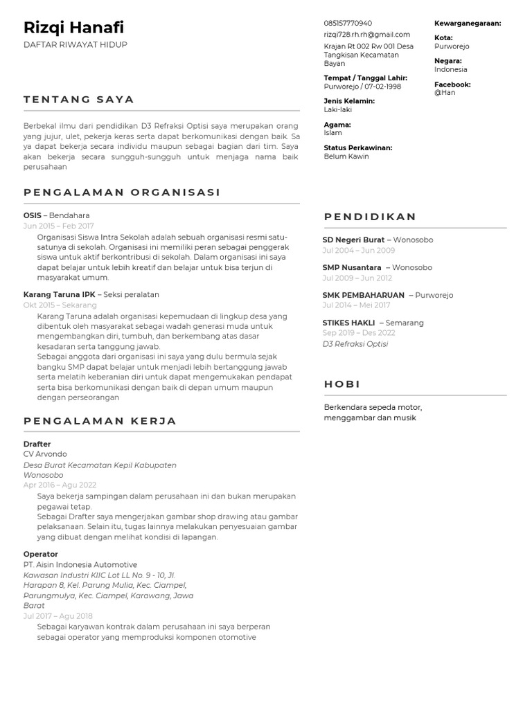 Rizqi Hanafi: Tentang Saya | PDF