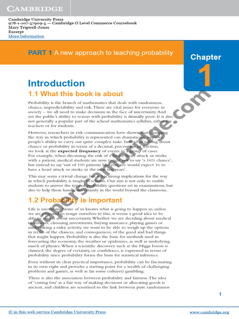 Cambridge o Level Commerce Coursebook | PDF | Probability | Risk