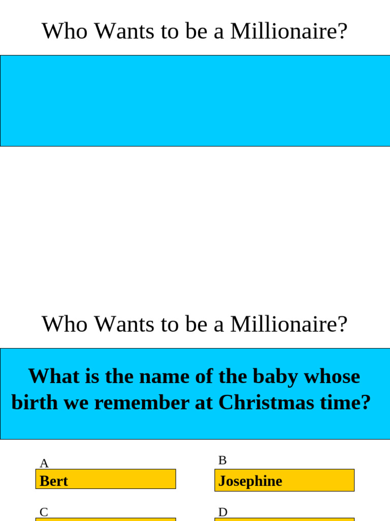 Christmas Quiz: Who Wants to be a Millionaire? | PDF | Biblical Magi ...