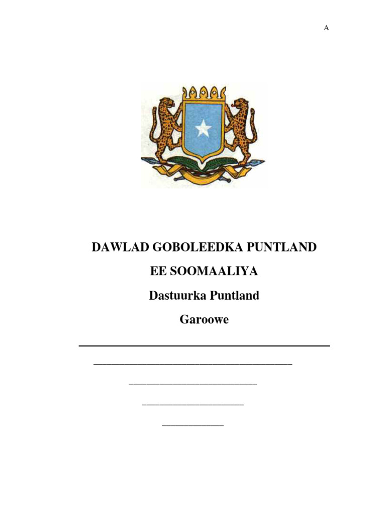 Dastuurka Puntland 2001 | PDF