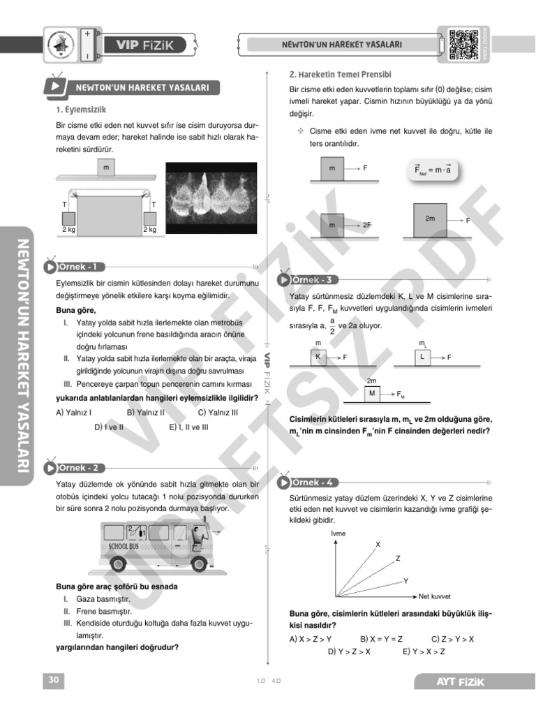 3 Newtonun Hareket Yasasi Vi̇p Fi̇zi̇k | PDF
