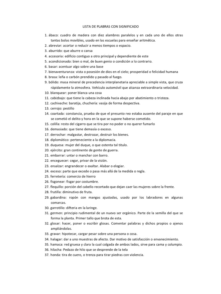 Lista de Plabras Con Significado | PDF