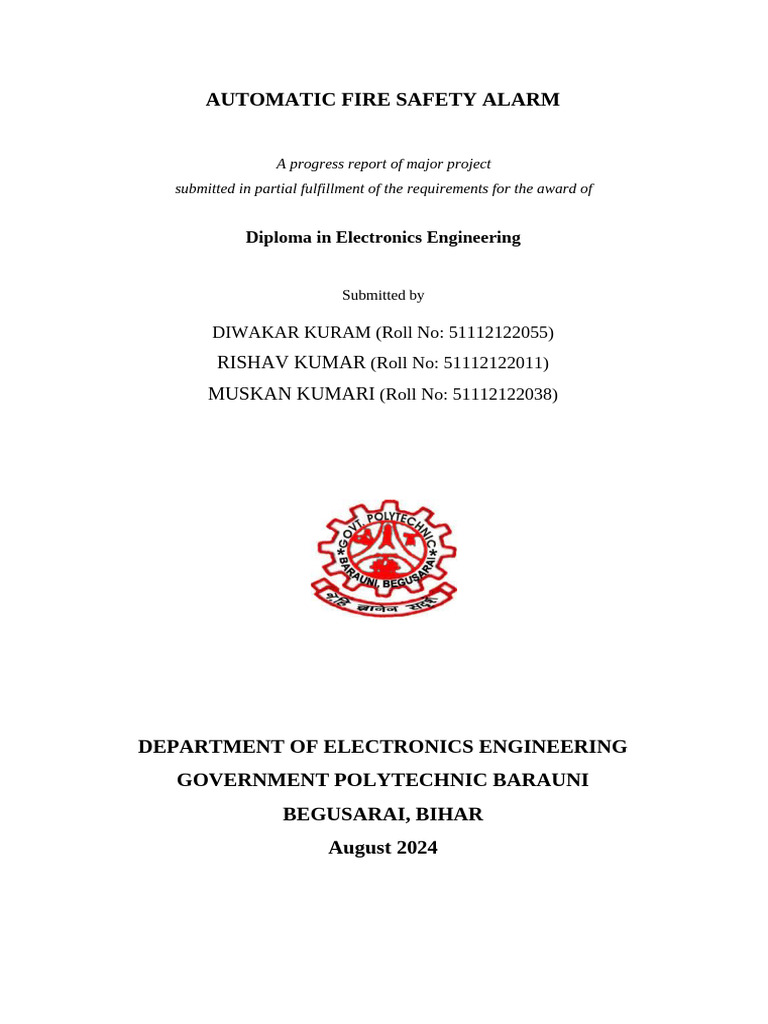 Automatic Fire Safety Alarm | PDF | Arduino | Sensor