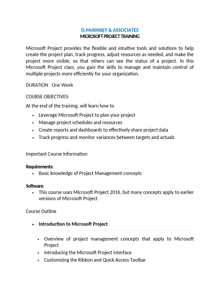 Microsoft Project Training | PDF | Project Management | Computing