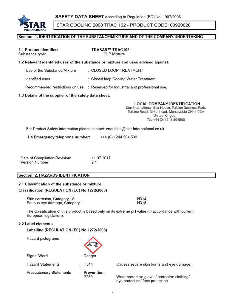 star-cooling-2000-msds-june-2020 | PDF | Dangerous Goods | Waste