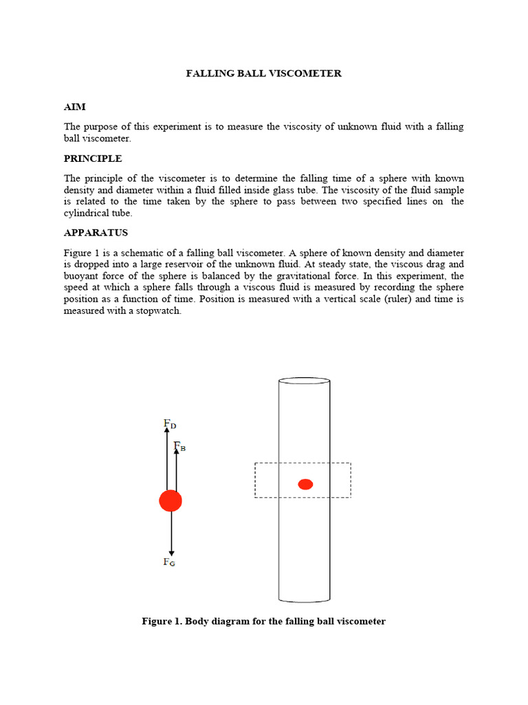 Falling Ball Viscometer1 | PDF | Force | Viscosity
