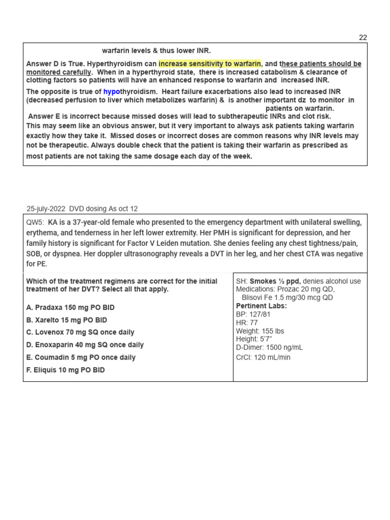 DVT anticoagulation | PDF | Medical Specialties | Medicine