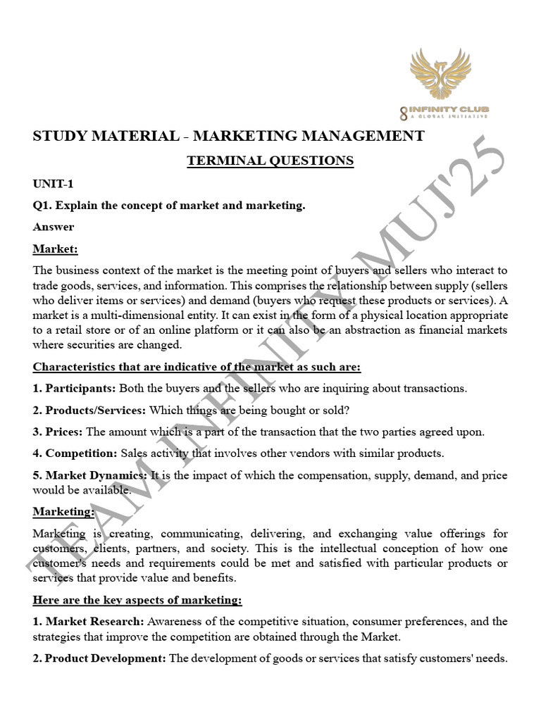 Marketing Management Study Guide | PDF | Marketing | Toyota