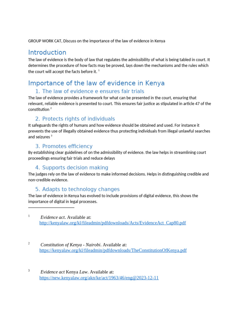Importance of Evidence Law in Kenya | PDF