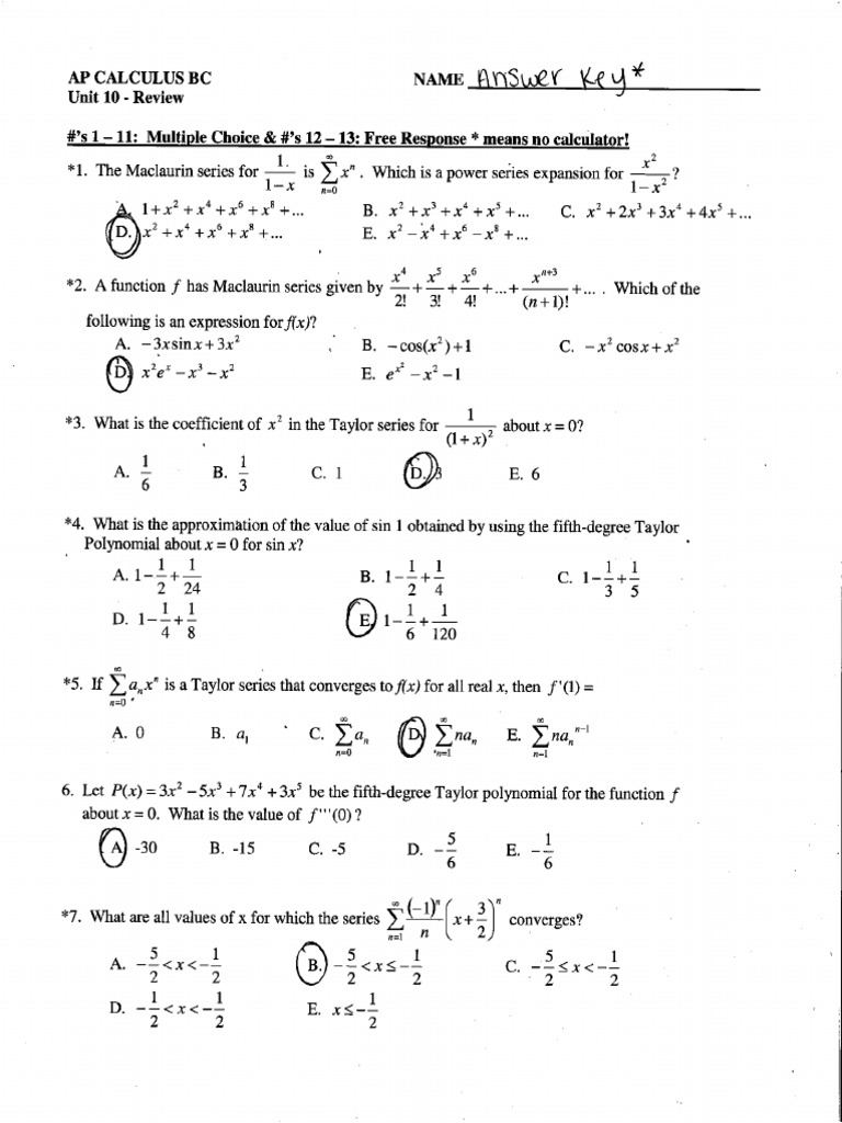 Unit 10 - Review - Answer Key | PDF