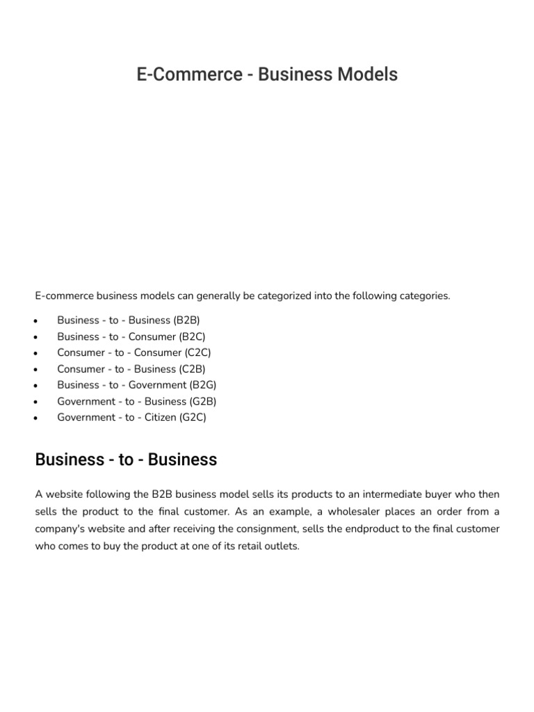 E-Commerce - Business Models | PDF | Private Sector | Economies