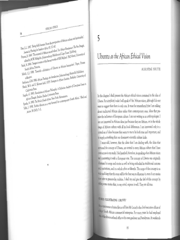 RW9 Shutte Ubuntu As The African Ethical Vision | PDF
