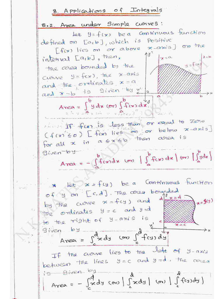 Cbse 8.applications of Integrals - Watermark | PDF