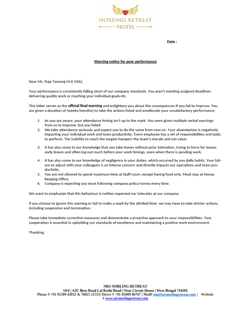 Warning Letter | PDF | Social Psychology | Psychology