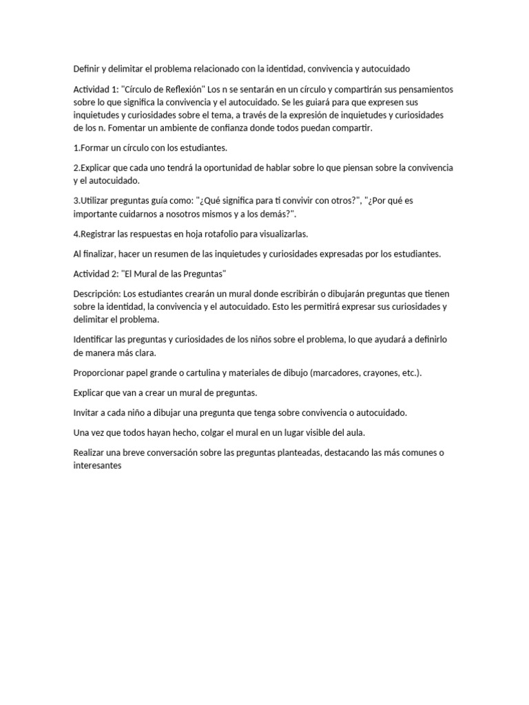 definiendo las actividades a realizar | PDF