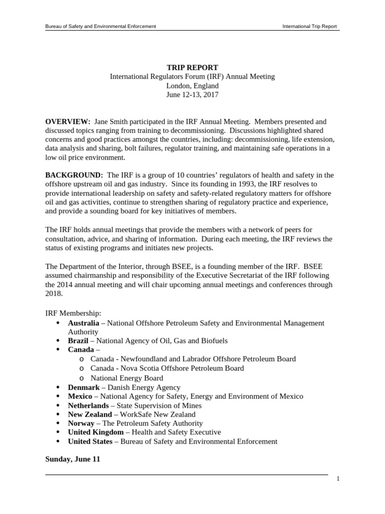 5 Trip Report Sample | PDF