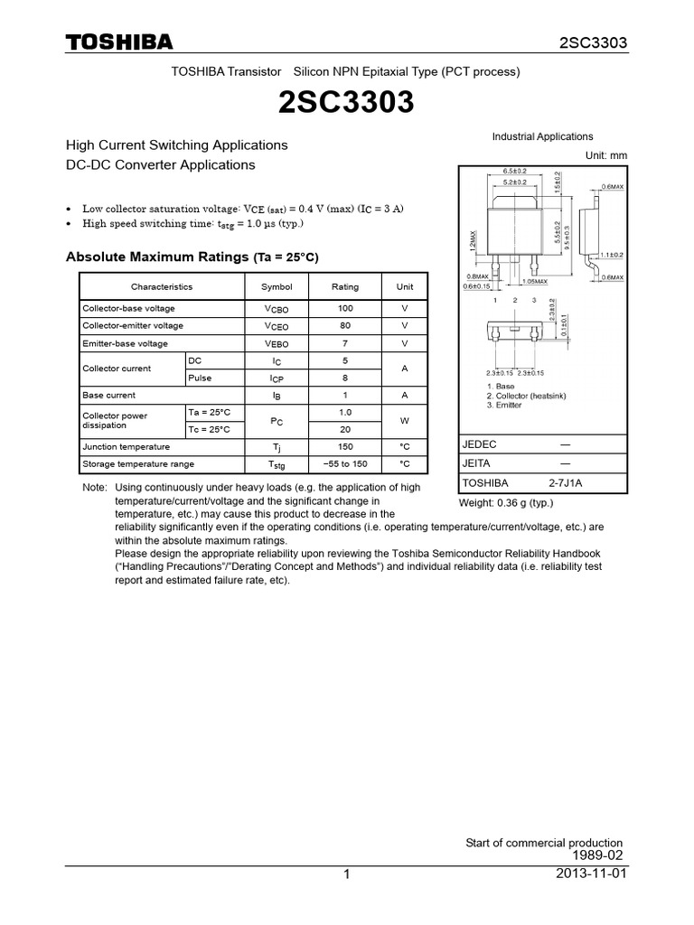 2SC3303 | PDF | Reliability Engineering | Bipolar Junction Transistor