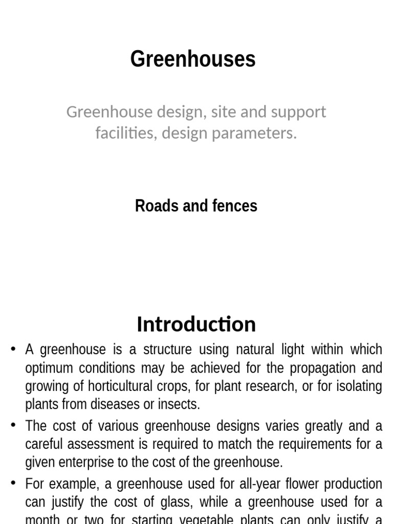 Greenhouse Design and Location Guide | PDF | Greenhouse | Road