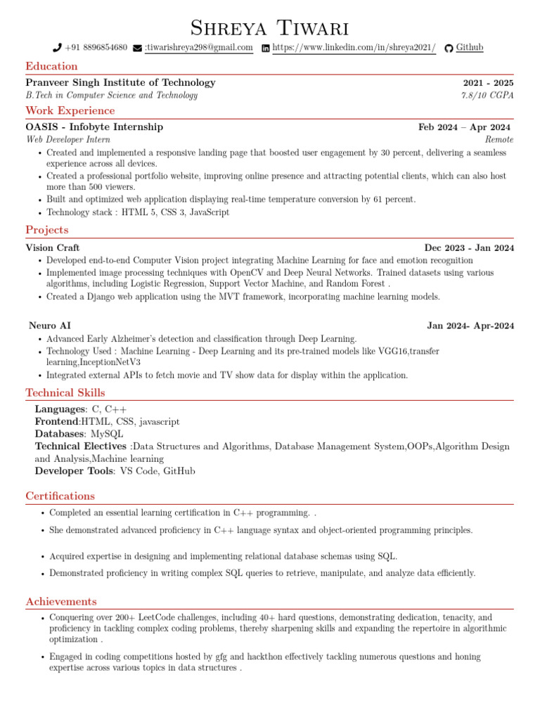 Shreya 2025 | PDF | Machine Learning | Deep Learning