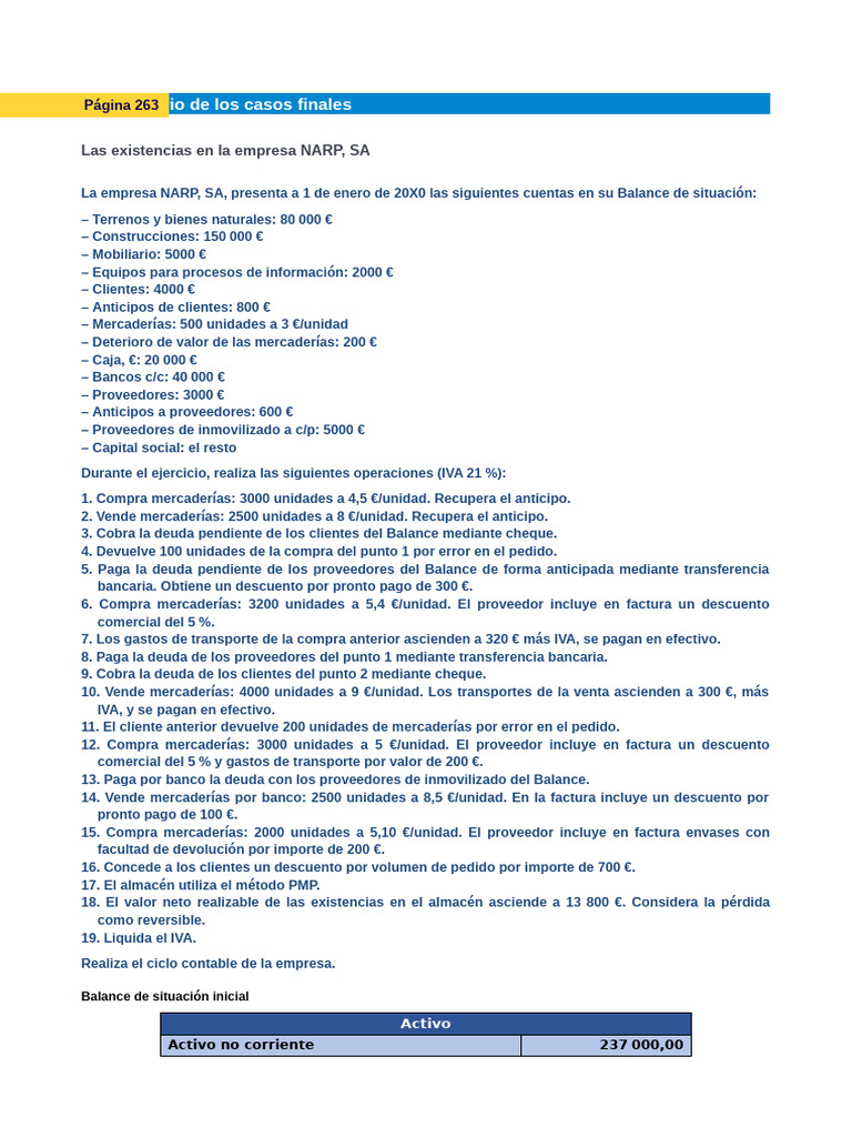 Solución Ej. Página 263 | PDF | Factura | Hoja de balance