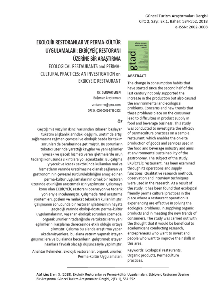 Ekolojik Restoranlar Ve Perma-K - LT - R Uygulamalar - Ekbi - Yei - Restoran - Zerine Bir Ara ...