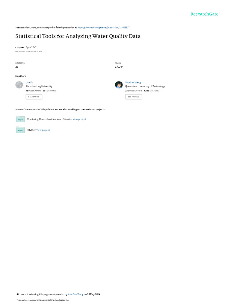 Statistical Tools For Analyzing Water Quality Data Pdf Regression Analysis Statistical