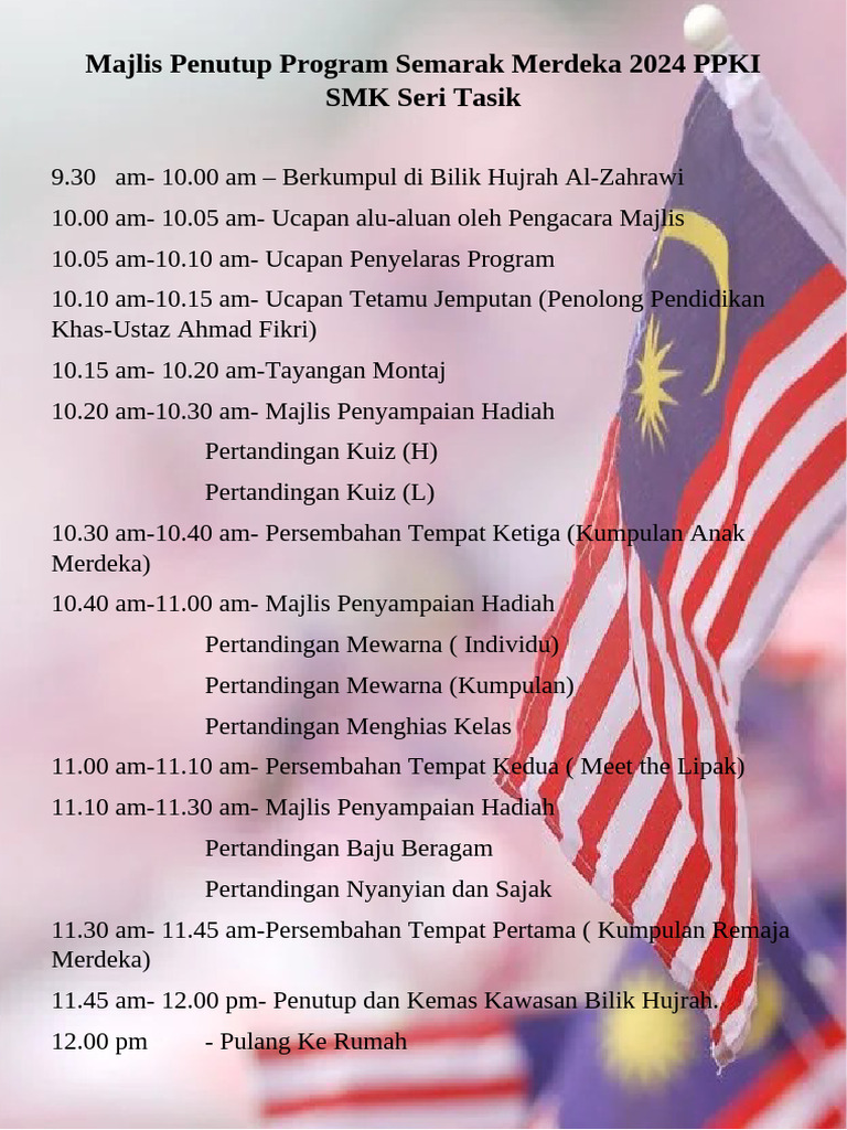 Tentatif Majlis Penutup Semarak MERDEKA | PDF