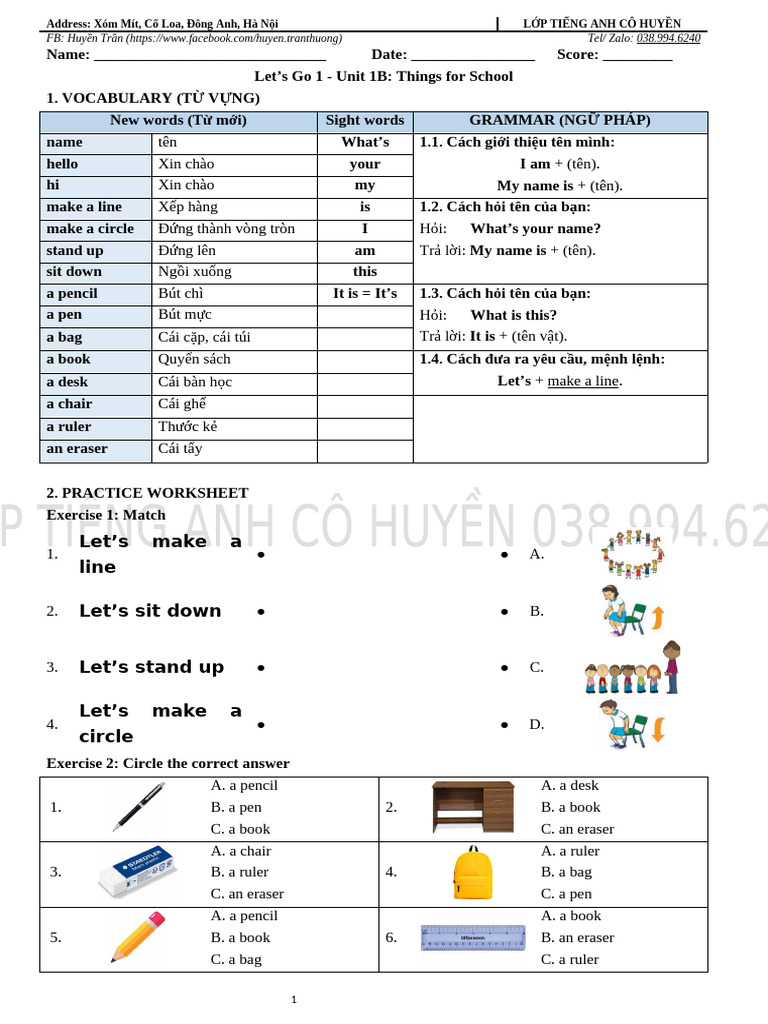 Let's Go 1 - U1B | PDF
