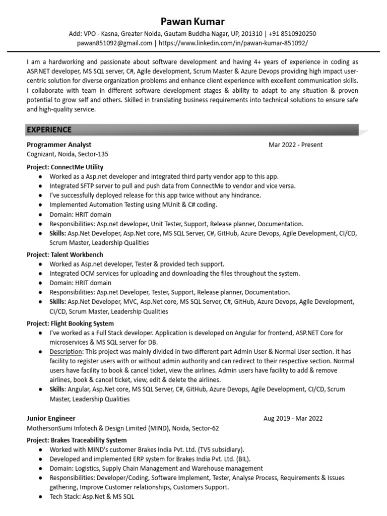 Resume Format | PDF | Agile Software Development | Microsoft Sql Server