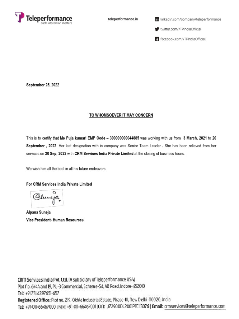 Releiving Teleperformance 2 | PDF | Business