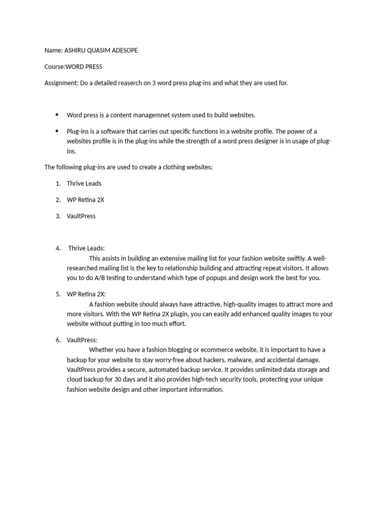 Word Press Assignment | PDF
