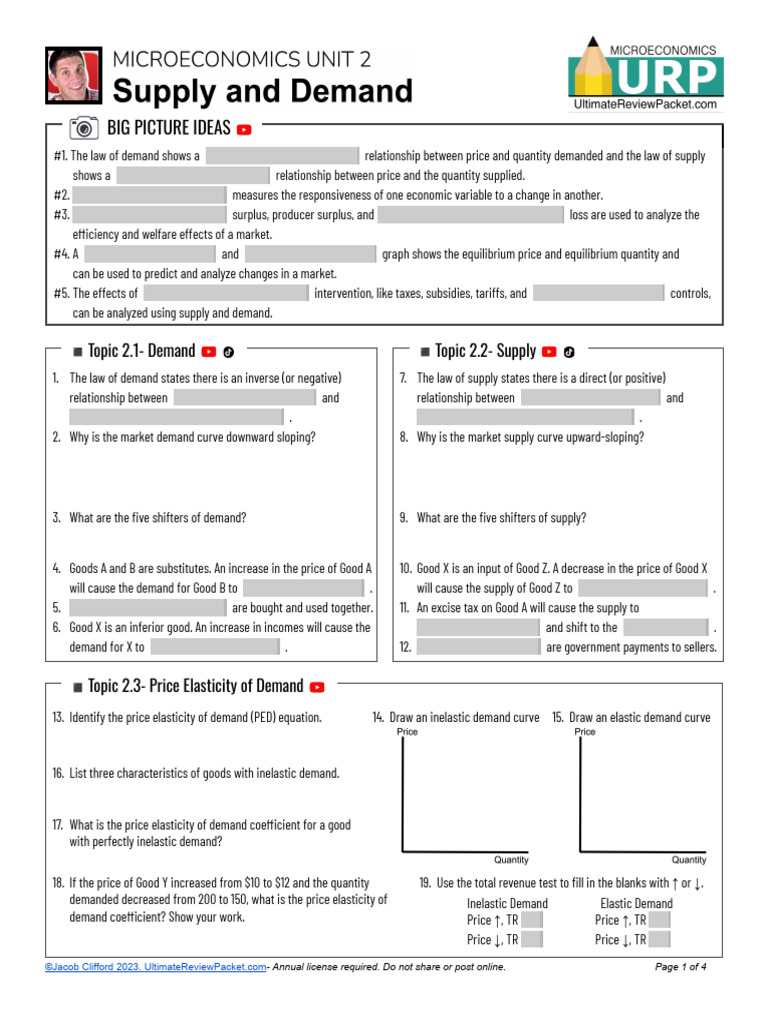Micro Unit 2 Study Guide | PDF | Demand | Elasticity (Economics)