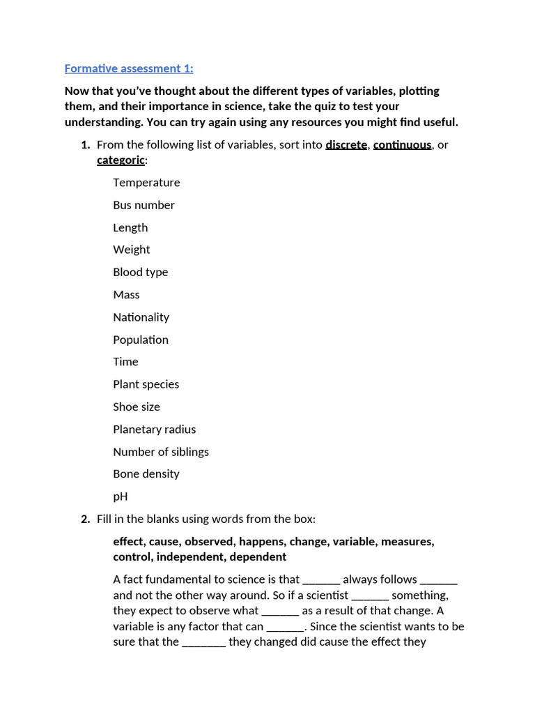 Formative Assessment 1 | PDF