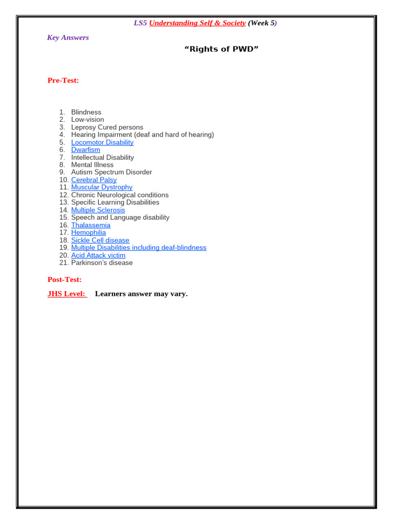 Week5 Rights of PWD | PDF