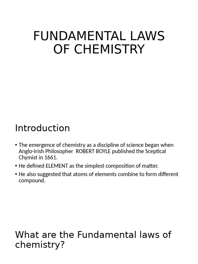 Fundamental Laws of Chemistry | PDF