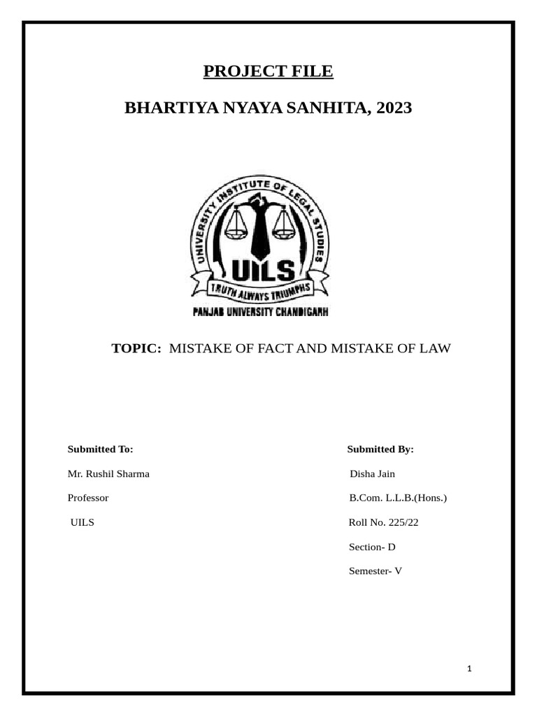 Mistake of Fat and Mistake of Law Bns | PDF | Mens Rea | Legal Concepts
